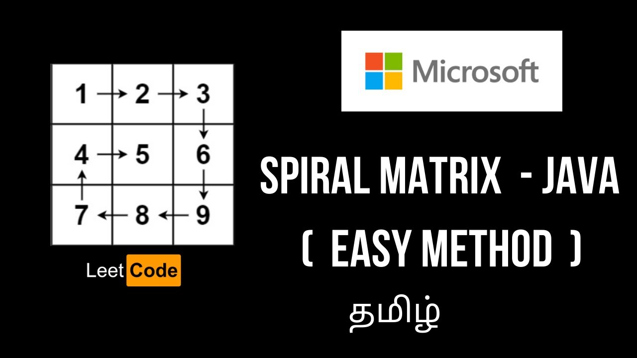Spiral Matrix Java Tamil Leetcode 54 Youtube