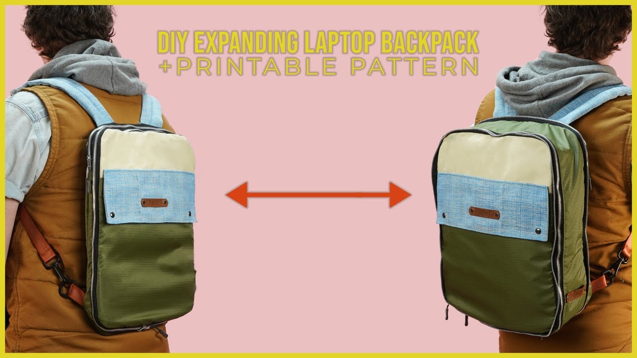 Diy Expanding Laptop Backpack Printable Sewing Pattern Easy Sewing