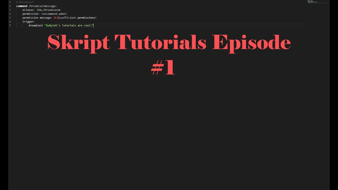 Basic Commands Broadcast Skript Tutorial 1 Youtube