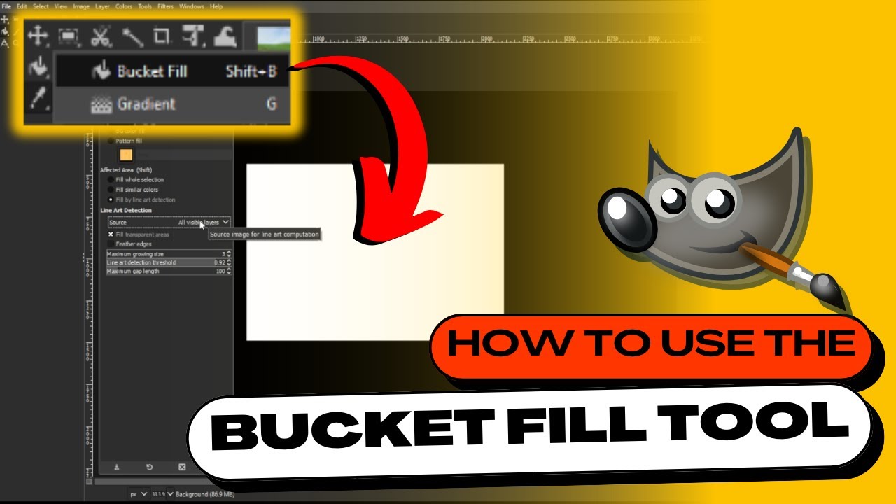 How To Use The Bucket Fill Tool In Gimp Fill Area With Color Youtube