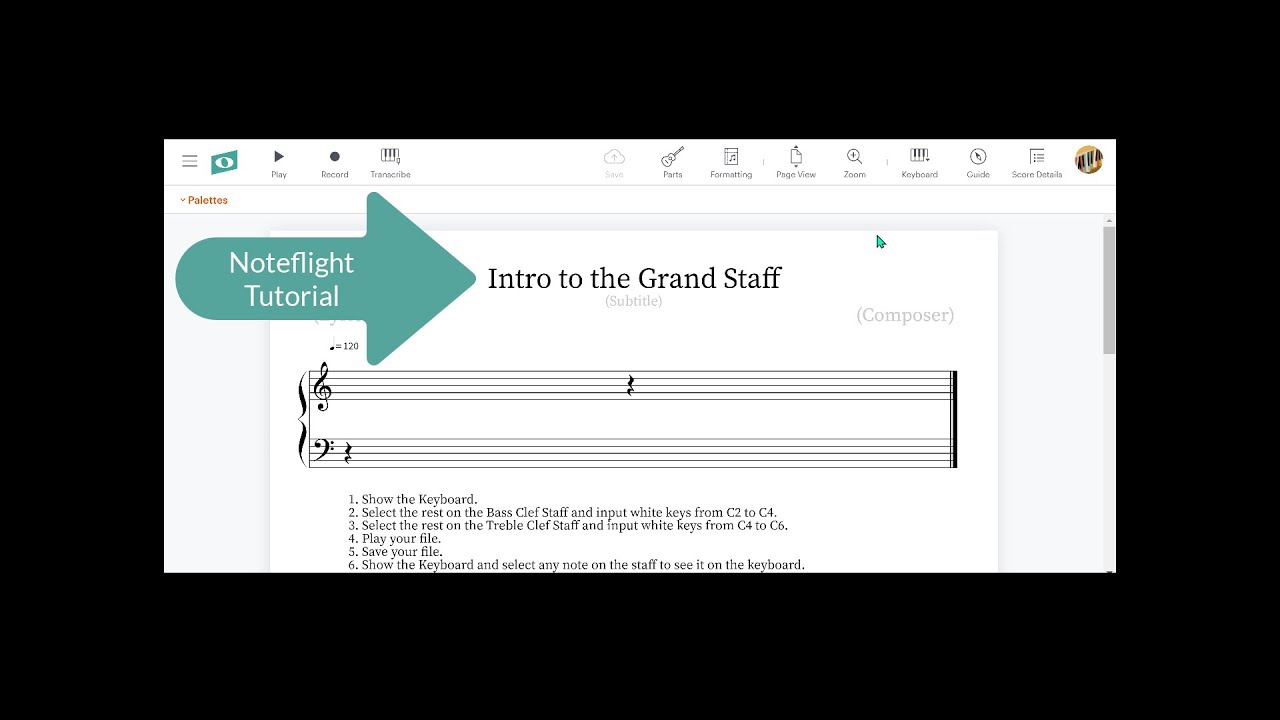 Noteflight Tutorial Intro To The Grand Staff Youtube