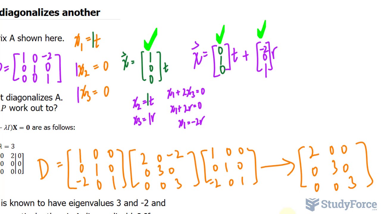 Find A Matrix That Diagonalizes Another Using Eigenvalues Eigenvectors