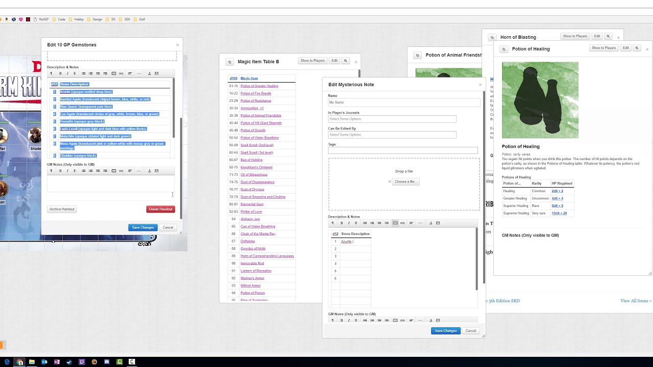 How To Set Up Clickable Rollable Tables In Roll20 Youtube