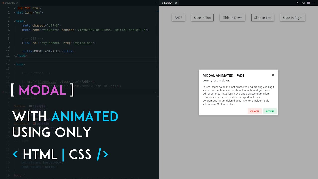 Modal With Animated Using Only Html Css Youtube