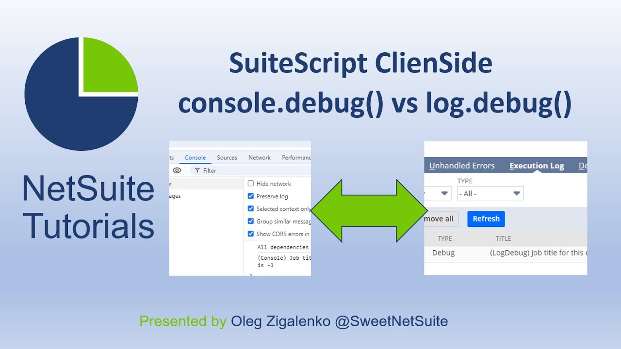 Netsuite Tutorial Suitescript Client Side Console Debug Vs Log Debug