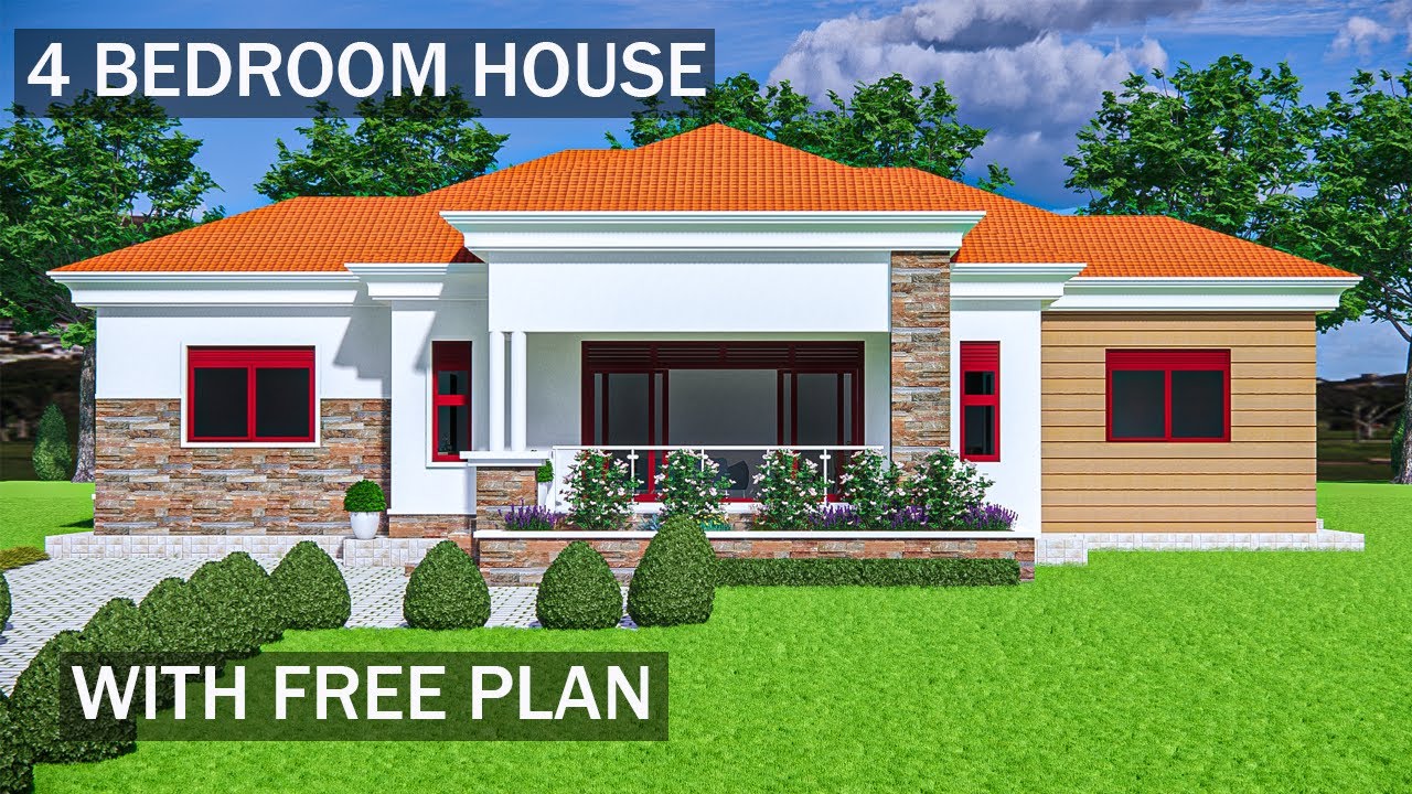 4 Bedroom House Design Floor Plan In The Video Youtube