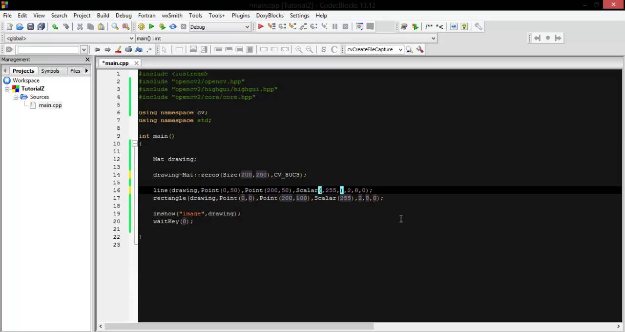 Lesson 10 Drawing A Colored Rectangle Line Using Opencv And C