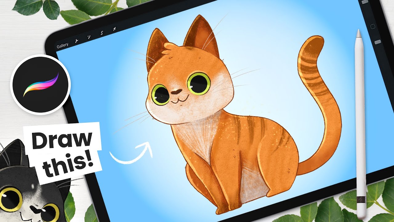 The Cutest Way To Draw A Cat Cute Easy Procreate Tutorial Youtube