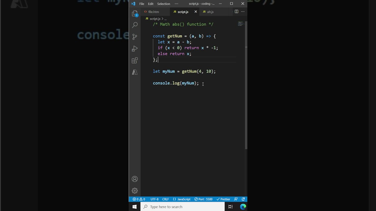 Javascript Math Abs Method Javascript Tutorial For Beginners Youtube
