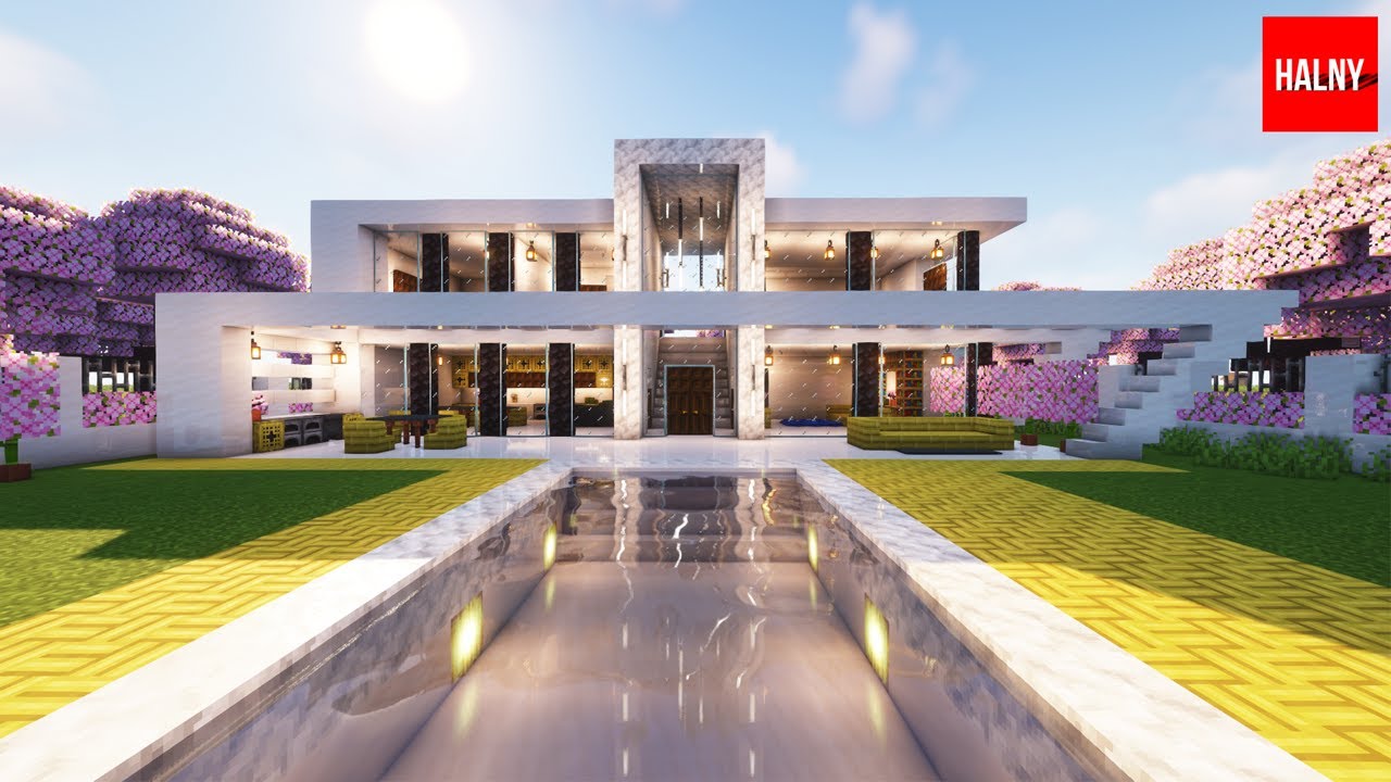 Minecraft Modern Mansion Tutorial Minecraft Tutorial Modern House