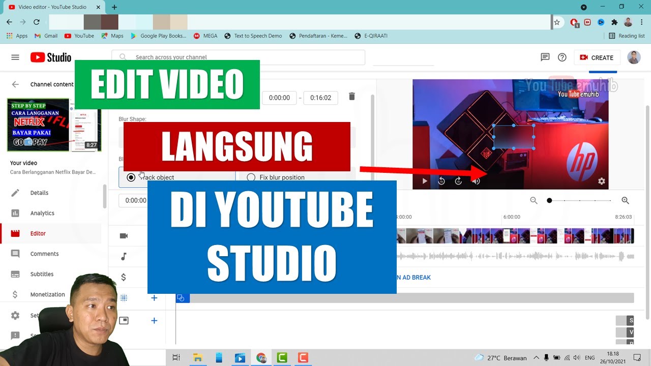 Cara Edit Video Langsung Di Studio 2021 Youtube