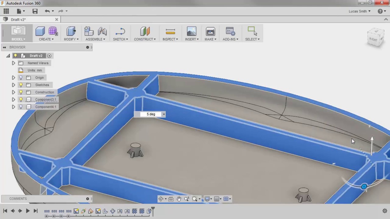 Autodesk Fusion 360 Apply Draft To A Solid Body Youtube