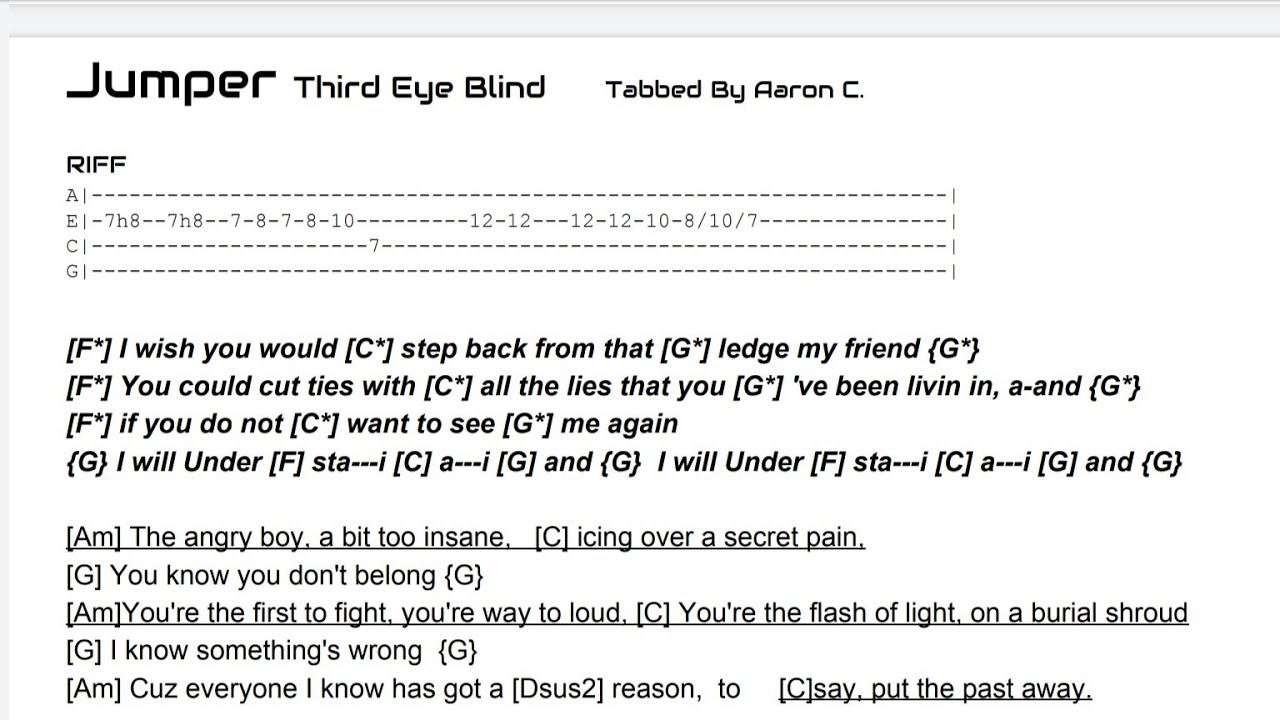 Jumper Third Eye Blind Strumming Pattern At Pearline Beard Blog