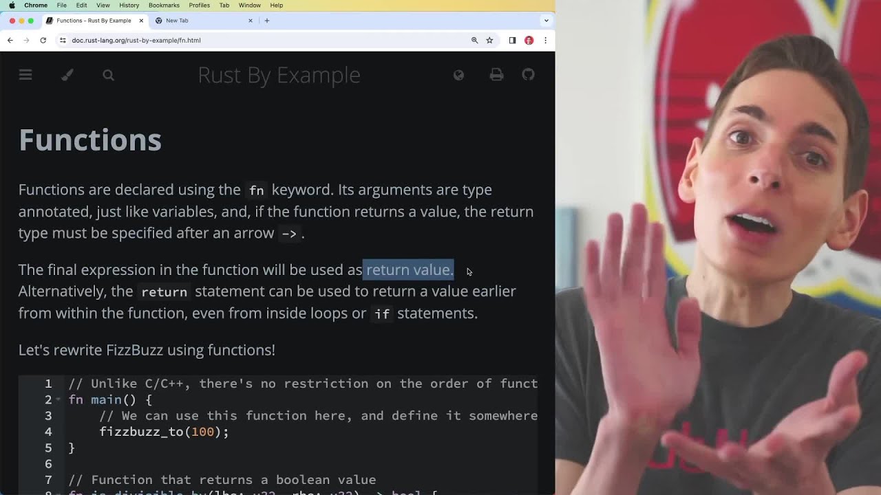 Rust By Example Functions And Methods Youtube