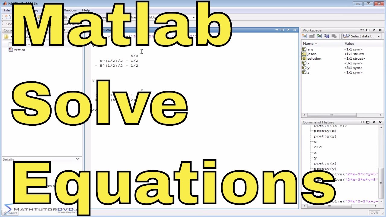 Matlab Tutorial 52 Solving Systems Of Algebraic Equations