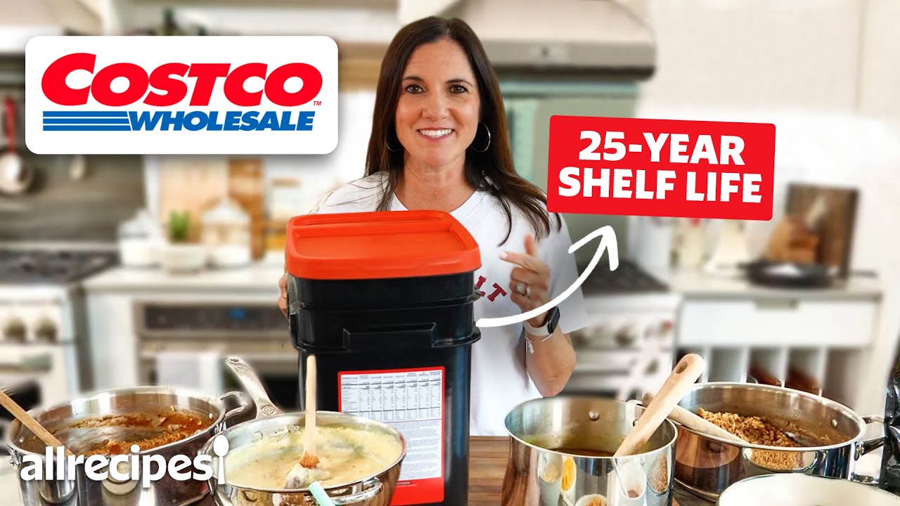 Reviewing Costco S Emergency Food Bucket Meals Allrecipes Youtube