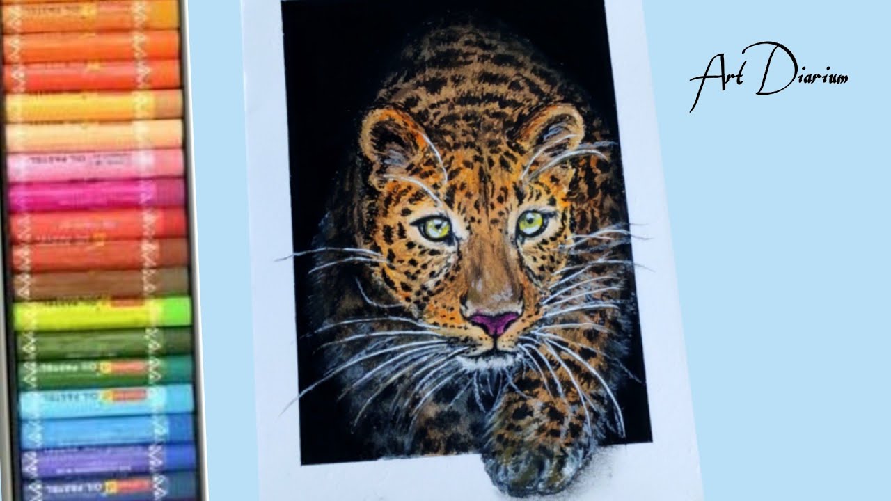 Easy Leopard Drawing With Oil Pastels For Beginners Step By Step