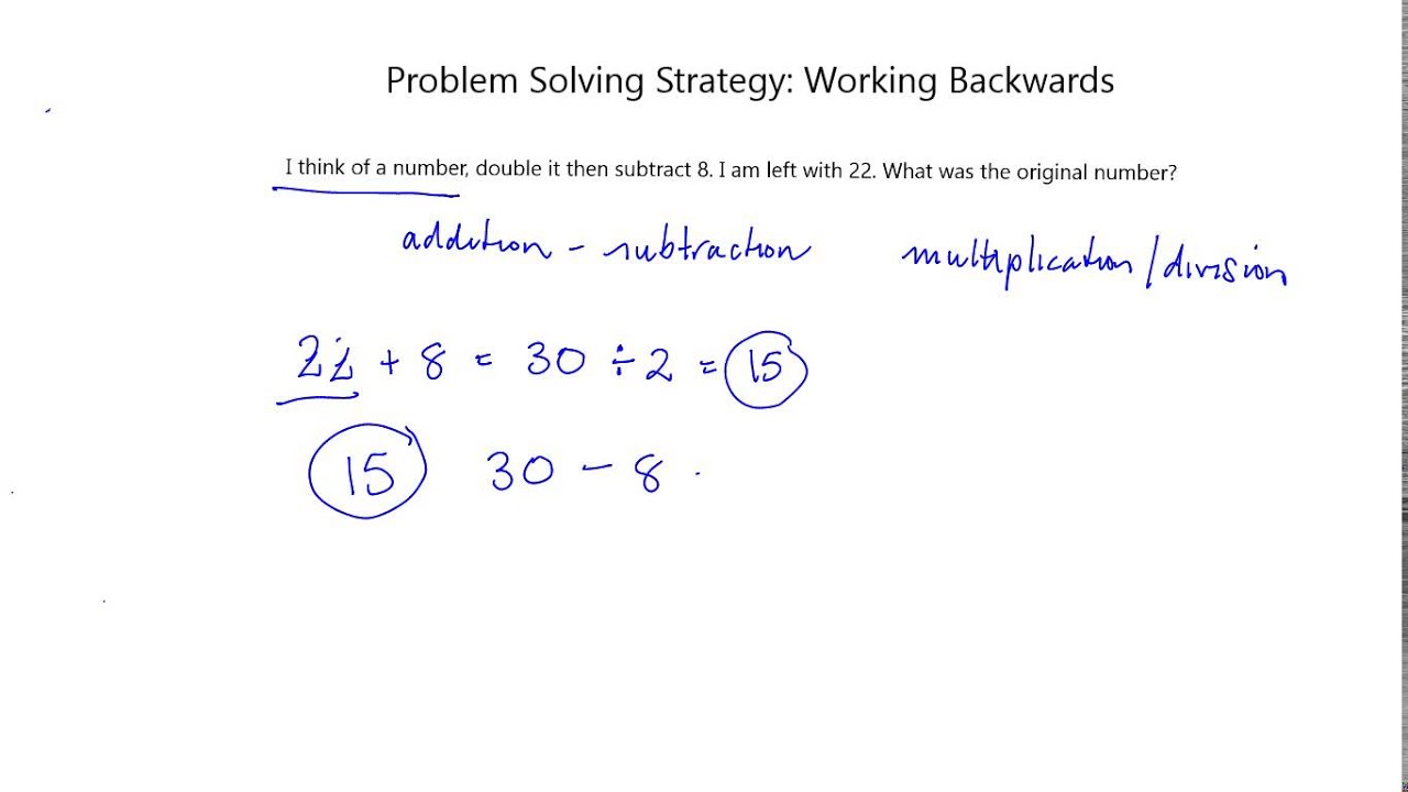 Problem Solving Working Backwards Youtube