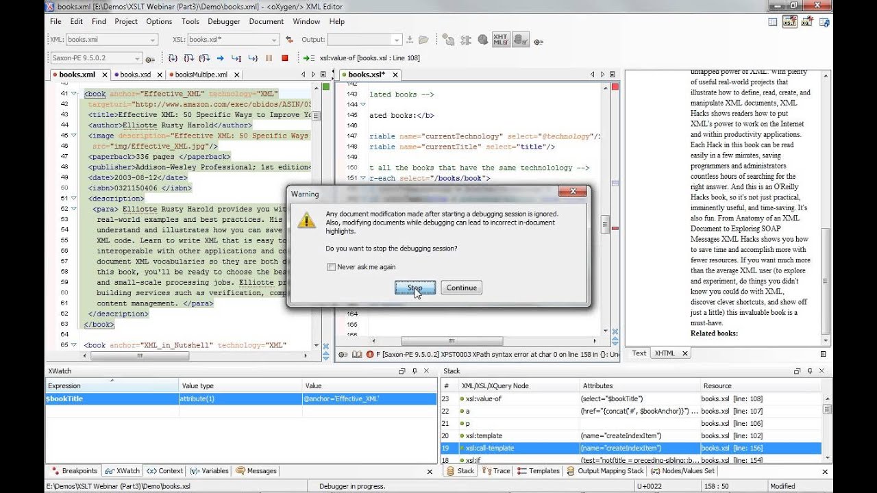 Xslt Development With Oxygen Webinar Part 3 Debugging Profiling