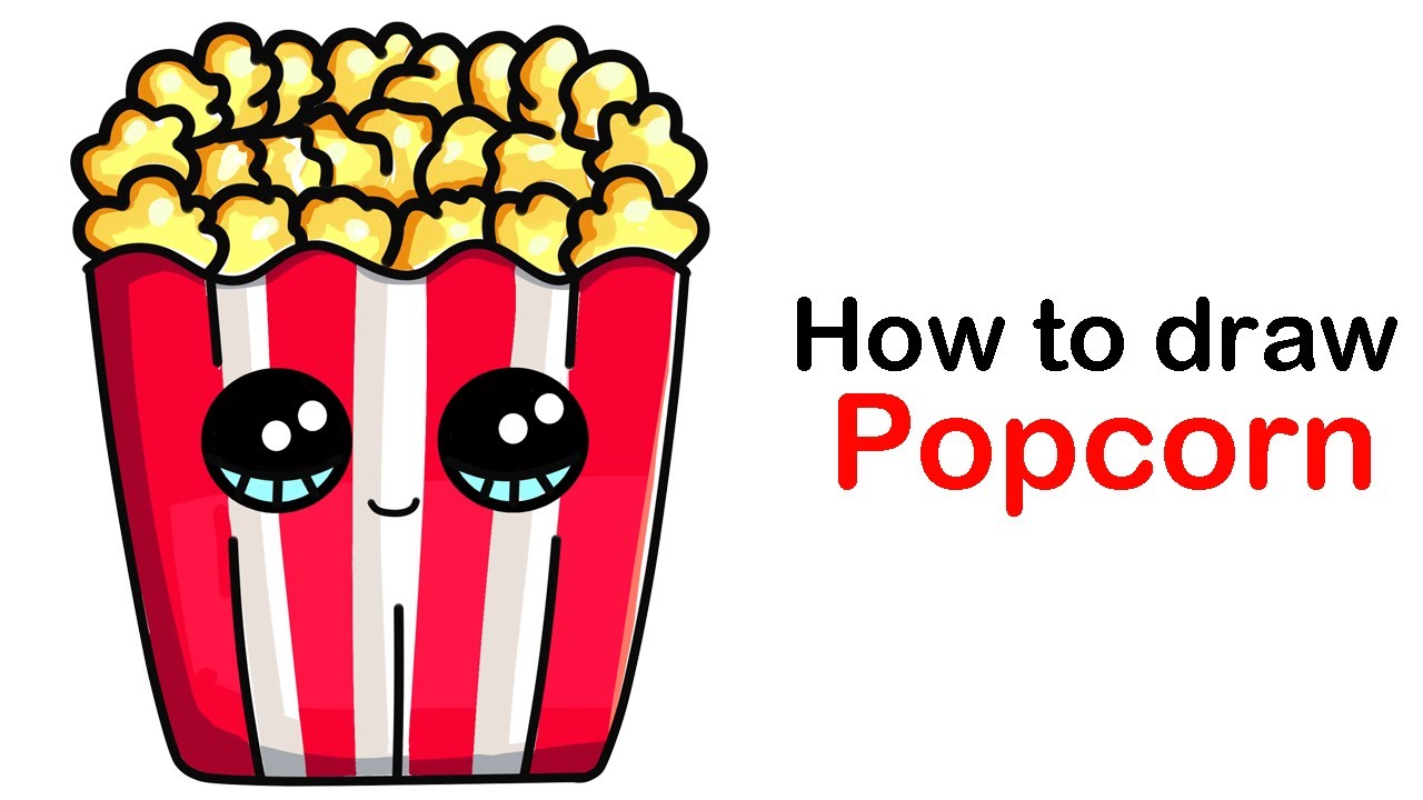 How To Draw A Cute Popcorn Easy Step By Step Popcorn Drawing Easy