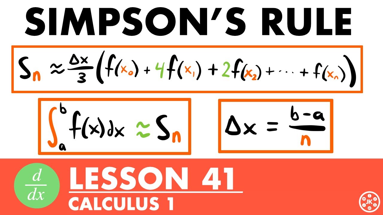 Simpson S Rule Calculus Lesson 41 Jk Math Youtube