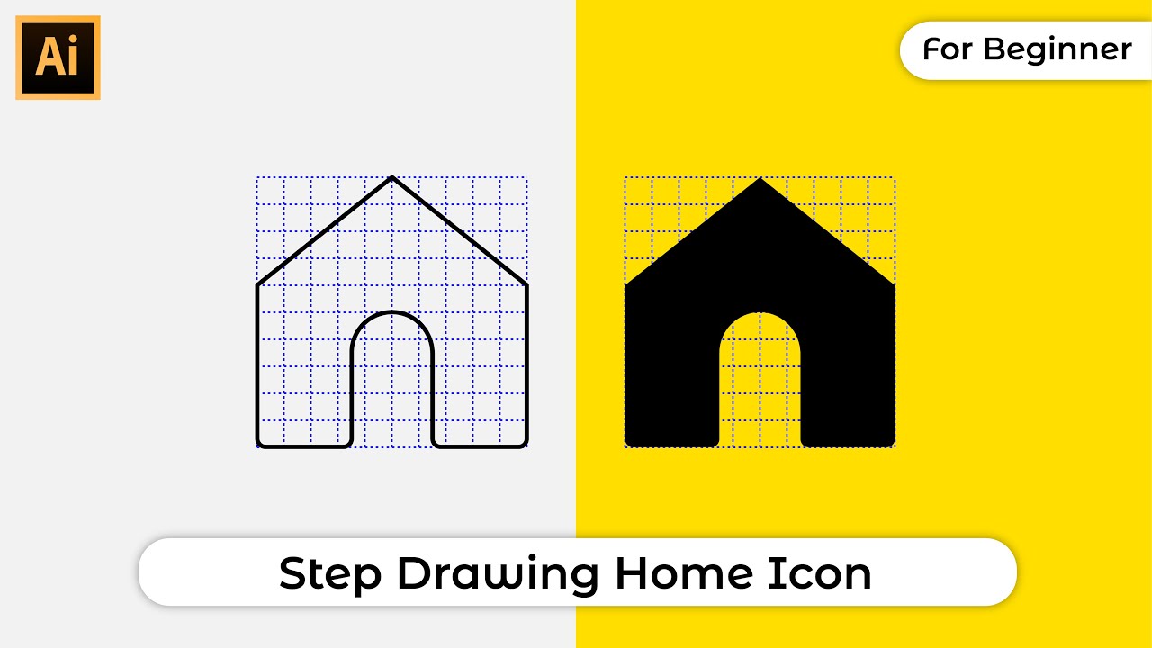 Easy Step Drawing Home Icon For Beginner Adobe Illustrator Tutorial