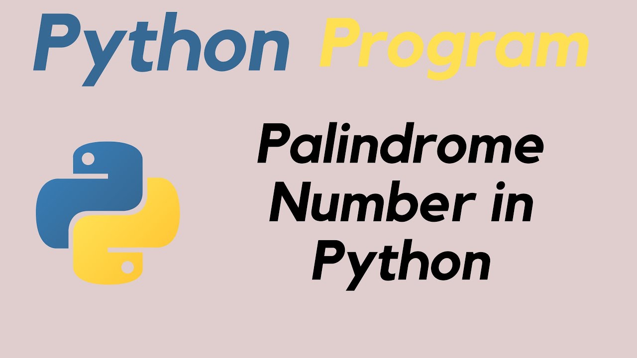 Palindrome Number In Python Python Beginner Program Youtube