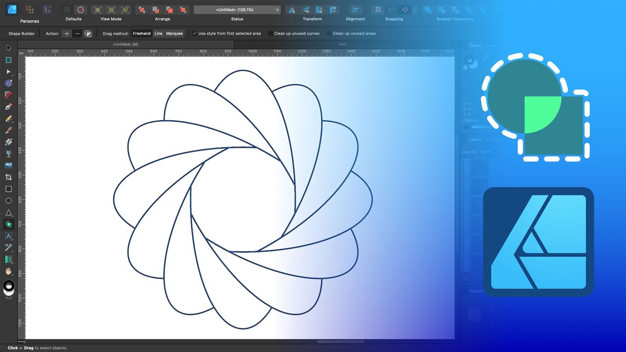 How To Use The Shape Builder Tool In Affinity Designer 2 0 Youtube