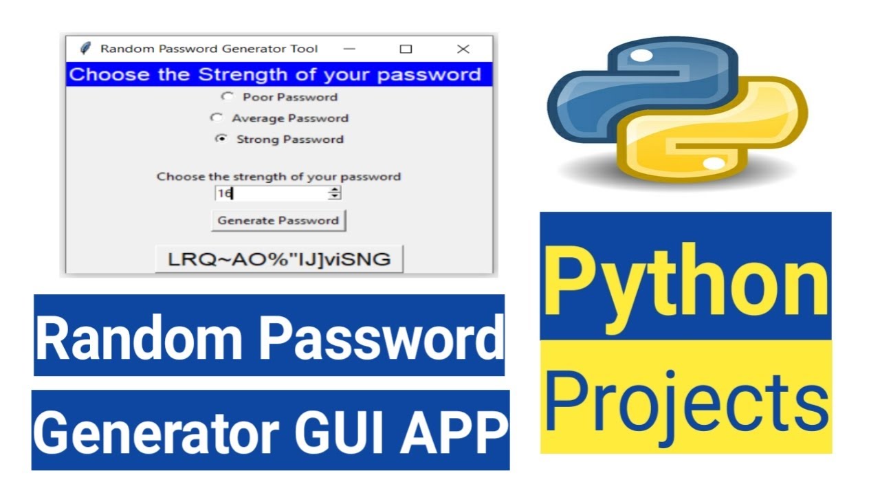 Python Projects Random Password Generator Gui App Password Generator