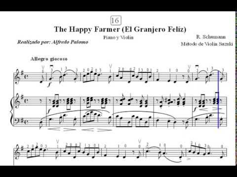 Partitura The Happy Farmer Nº 16 De R Schumann Para Violín Y Piano