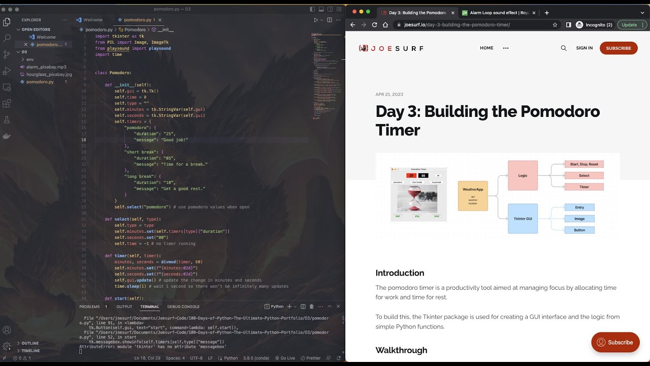 Asmr Programming Pomodoro Timer Python Youtube