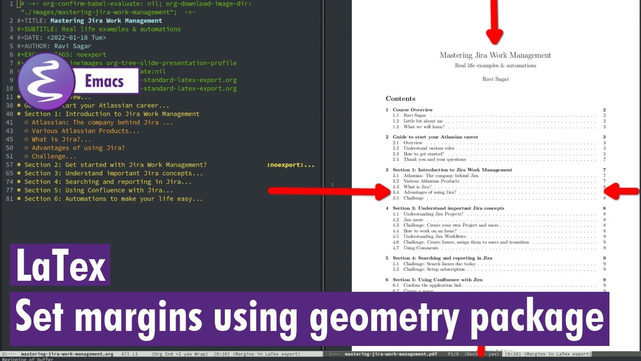 Org Mode Set Margins Using Geometry Package Youtube