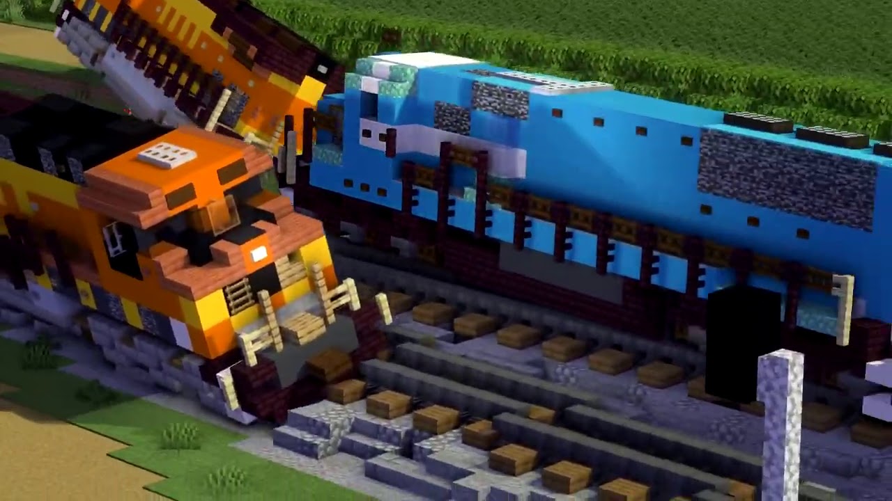 Every Minecraft Train Crash Animation Compilation Youtube