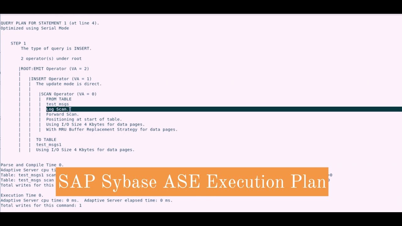 Sap Sybase Ase Execution Plan Youtube