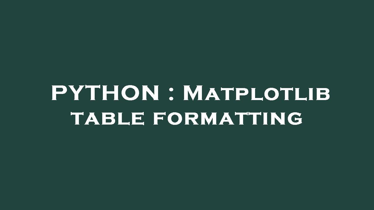 Python Matplotlib Table Formatting Youtube