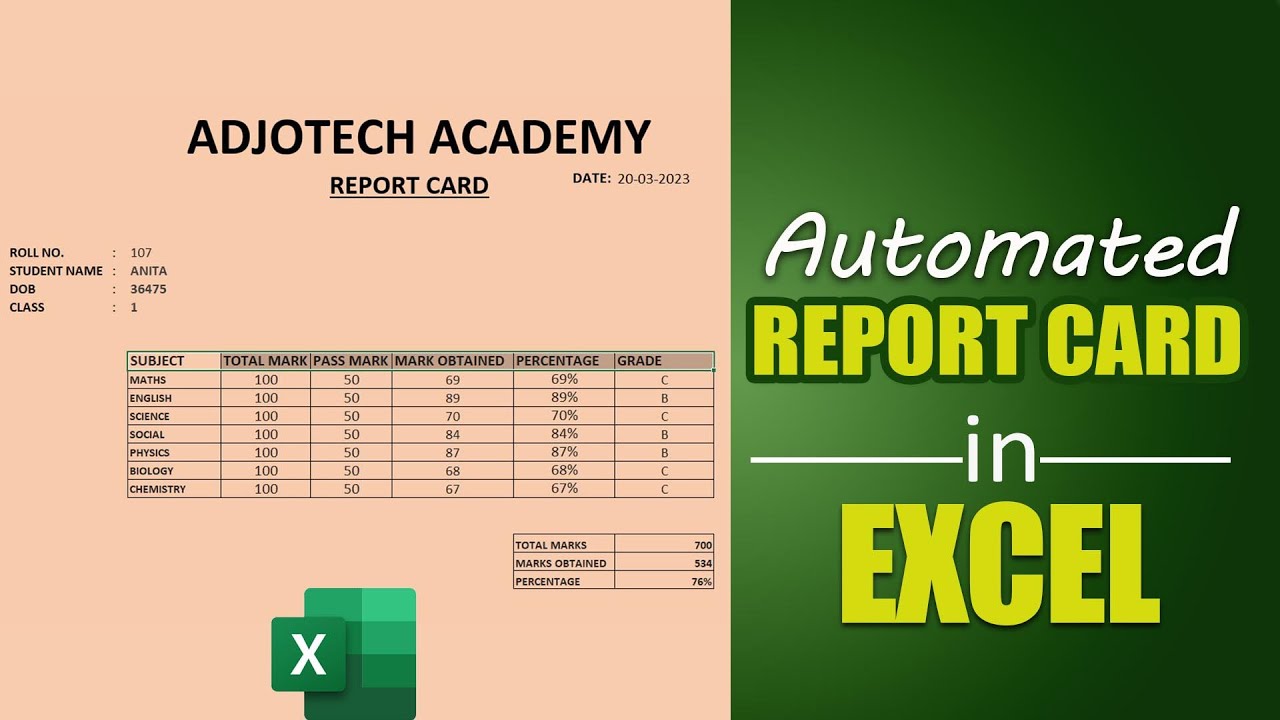 Automatic Report Card In Excel Infoupdate Org