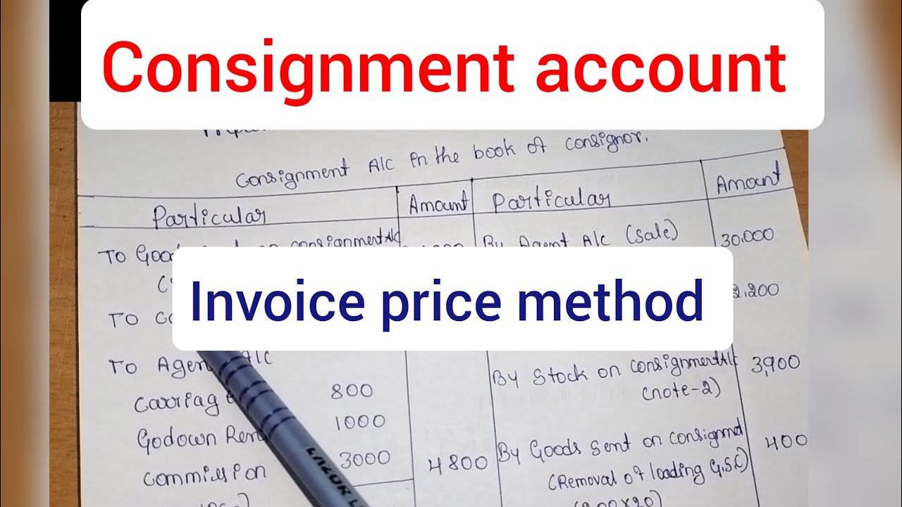 Consignment Account Invoice Price Method Problem No 6 Bcom Bba Youtube