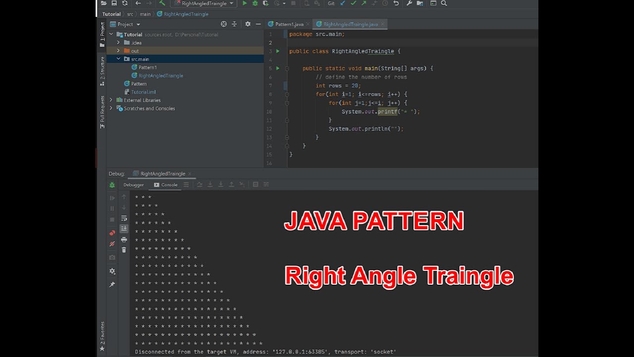 Java Pattern Right Angled Triangle Youtube