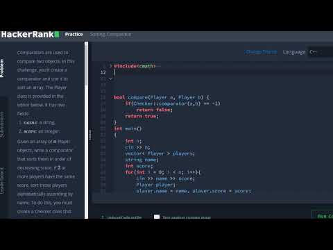 Hackerrank Interview Prep Problem 17 Sorting Comparator Youtube