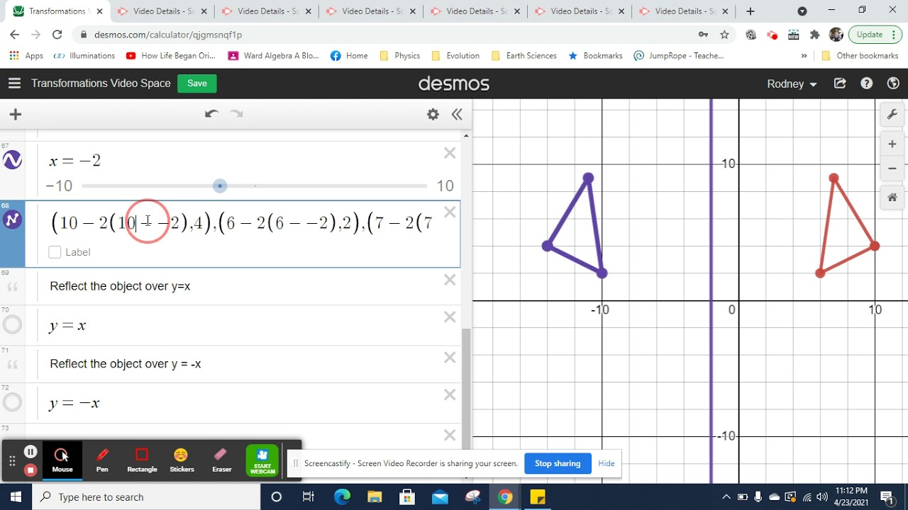 Reflections Practice On Desmos 2 Fancier Reflections Youtube