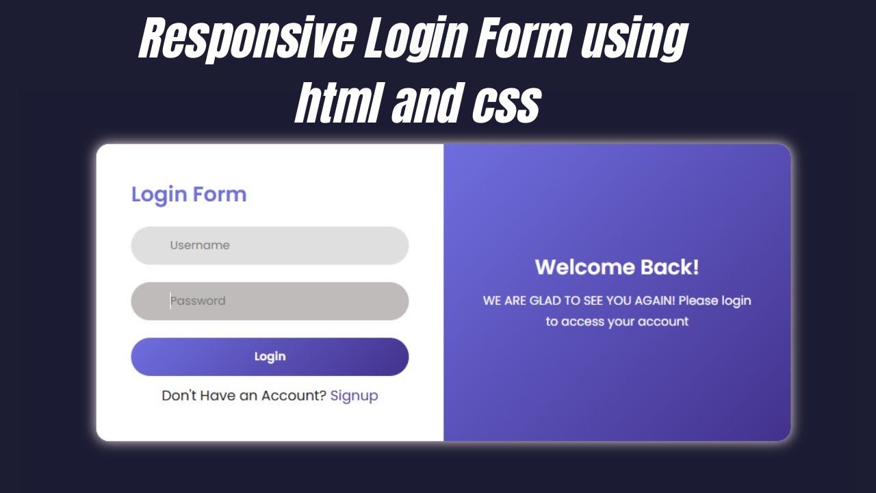 Responsive Login Form Using Html And Css Youtube