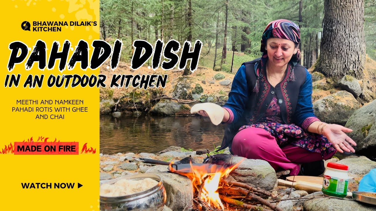 Pahadi Dish In An Outdoor Kitchen Meethi And Namkeen Pahadi Rotis With