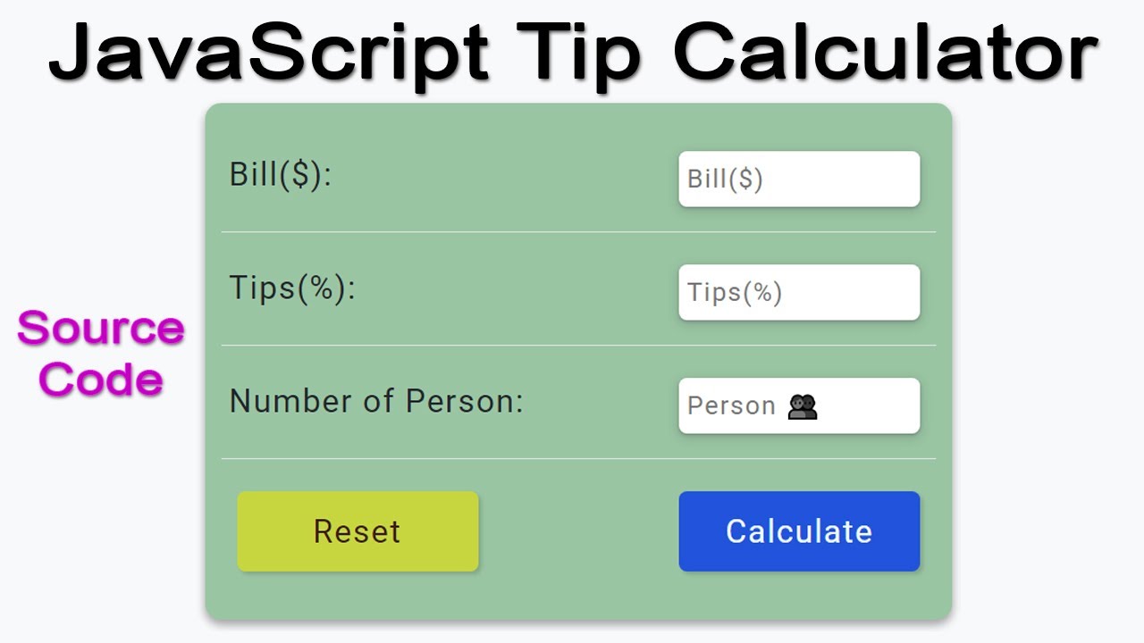 Javascript Simple Projects For Beginners Tip Calculator App With