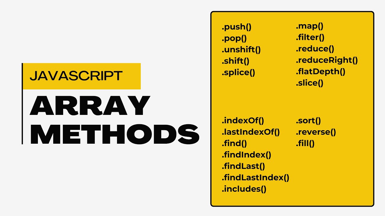 Quickly Master Every Javascript Array Method All In One Guide Youtube