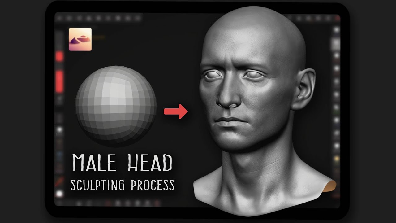 Male Head Sculpting Process Nomad Sculpt Tutorial Youtube
