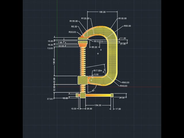 C Clamp 2d Cad Drawing