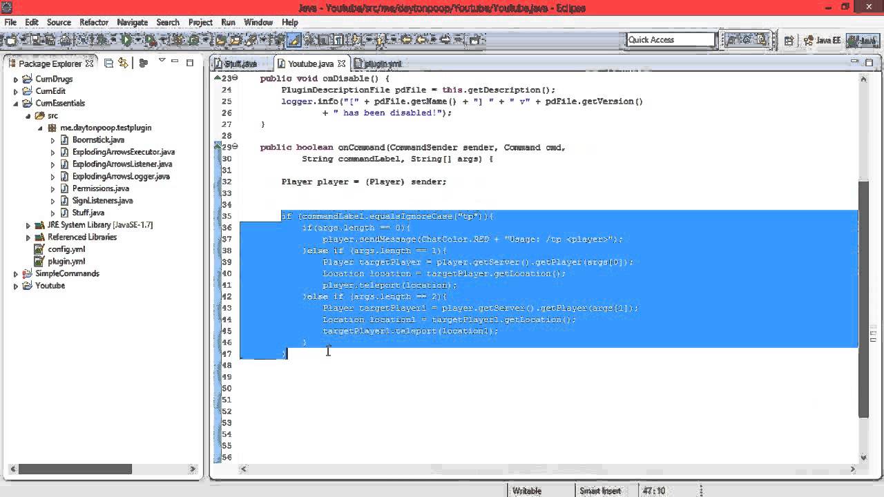 Bukkit Plugin Tutorial Episode 3 Teleporting Youtube