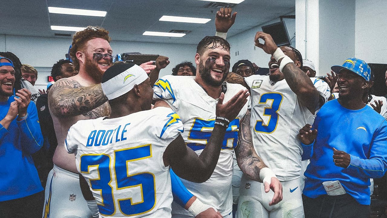Jim Harbaugh Locker Room Victory Speech Vs Browns La Chargers Youtube