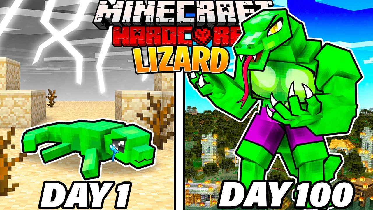 I Survived 100 Days As A Lizard In Hardcore Minecraft Youtube
