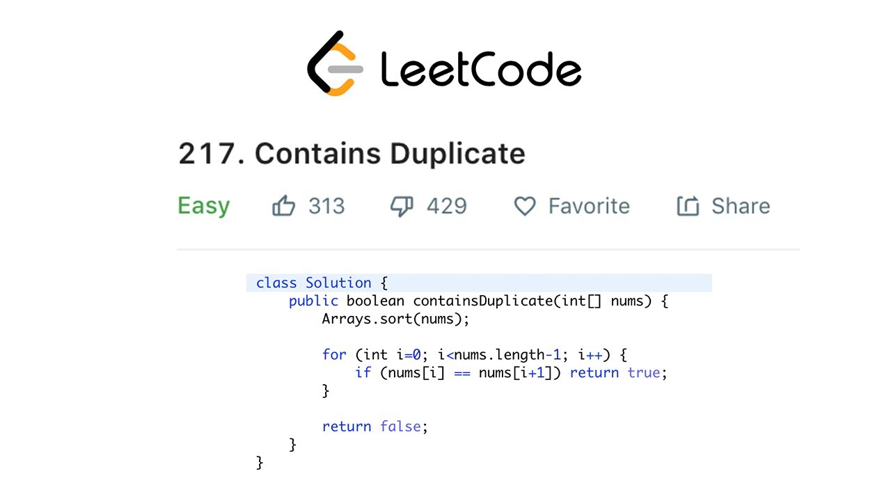 Leetcode Contains Duplicate Solution Explained Java Youtube